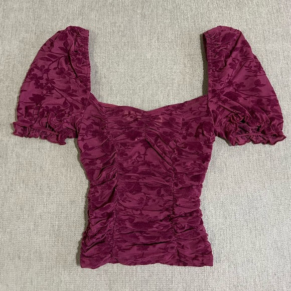 Madeline & Monroe | Tops | Velvet Lace Sheer Top | Poshmark